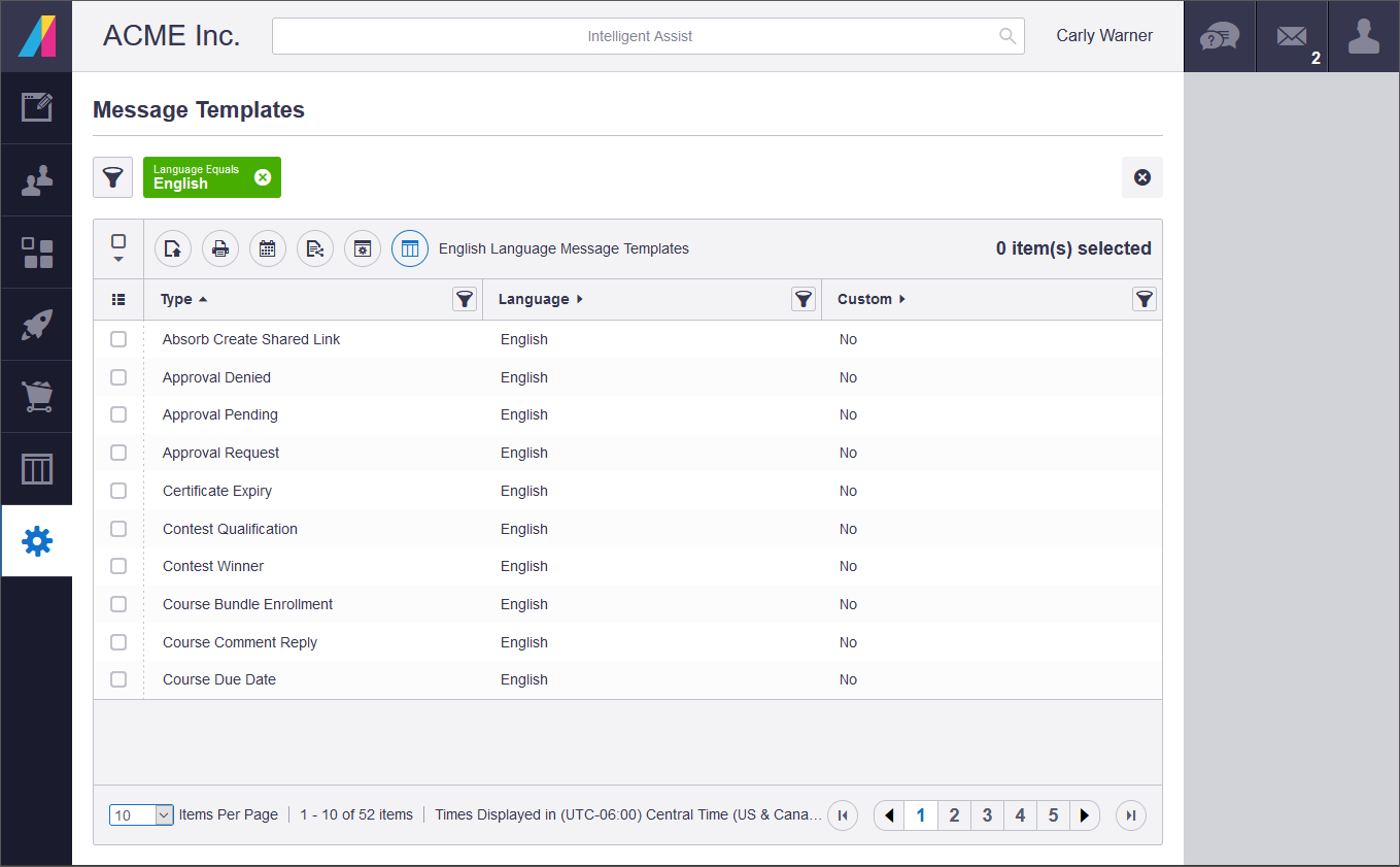Message Templates – Absorb LMS Help Desk